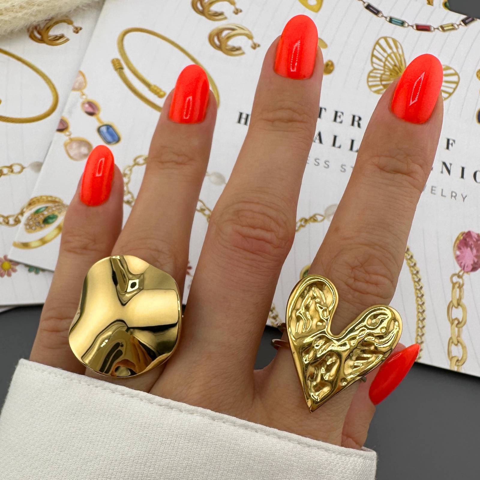 18K gold plated Stainless steel "Heart" finger ring, Intensity SKU ...