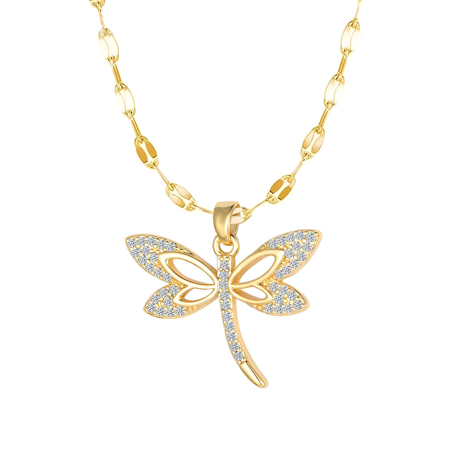 18K gold plated "dragonfly" necklace, Intensity SKU #87459-0 wholesale ...